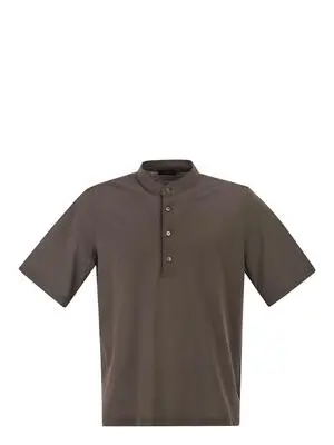Herno Herno Men Jersey Polo Shirt With Seraph Collar Brown
