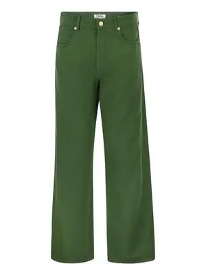 Max Mara Cotton And Linen Straight Leg Trousers - Green