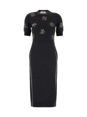 Fendi Stretch Wool Dress - Gray