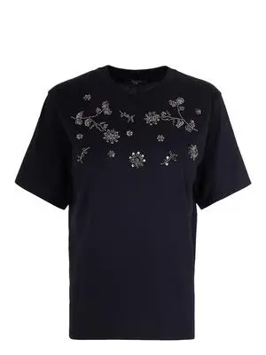 Max Mara Cotton T-shirt With Appliques - Black