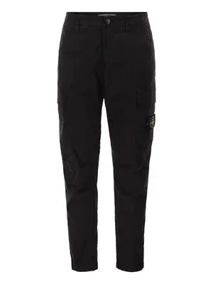 Stone Island Regular Tapered Fit Cargo Trousers - Black