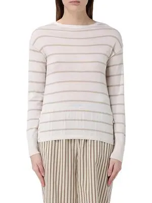 Max Mara Max Mara Women Striped Cashmere And Silk Pullover Max Mara Cream