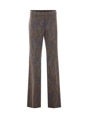 Etro Paisley Motif Flare Trousers - Brown