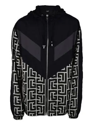 Balmain Monogrammed Windbreaker Jacket - Black