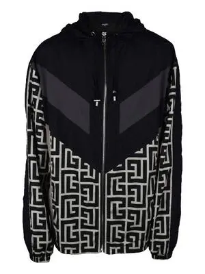 Balmain Monogrammed Windbreaker Jacket - Black