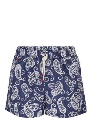 Kiton Short Patterned Swim Boxers - Blue