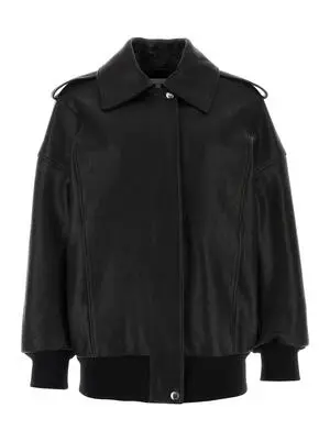 Alexander McQueen Leather Oversize Jacket - Black