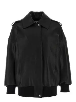 Alexander McQueen Leather Oversize Jacket - Black