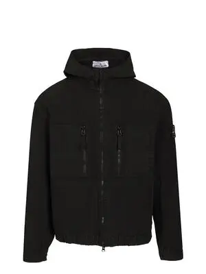 Stone Island Organic Cotton Ripstop Hooded Overshirt - Black