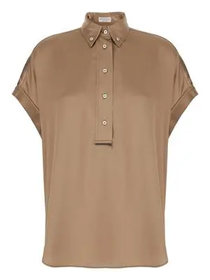 Brunello Cucinelli Stretch Silk Button-down Shirt - Multicolor