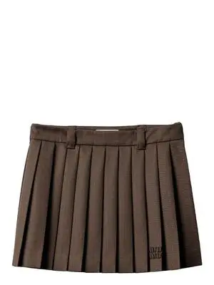 Miu Miu Cotton Pleated Skirt - Brown