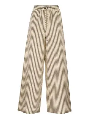 MAX MARA Max Mara Women Mxmordine - Wide-Leg Trousers In Striped Cotton And Silk Canvas