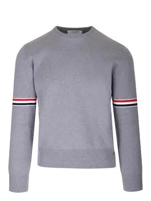 Thom Browne THOM BROWNE Milano Stitch Crew Neck Sweater Gray