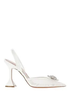 Amina Muaddi Rosie Sling Lace Pumps - White