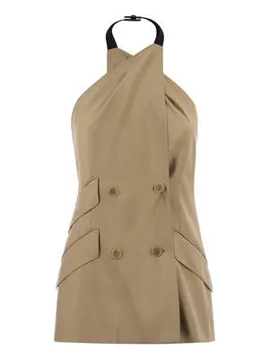 Max Mara Nuraghe Sleeveless Jacket In Wool And Silk Poplin - Brown