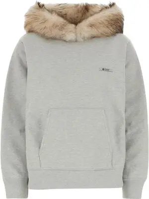 Prada Cotton Hoodie With Fur Insert - Gray