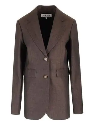 Loewe Linen Single-breasted Tailored Jacket - Brown
