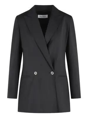 Max Mara Virgin Wool Double-breasted Blazer - Black