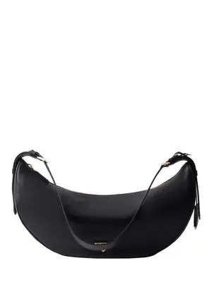 Prada Demi-lune Large Leather Shoulder Bag - Black