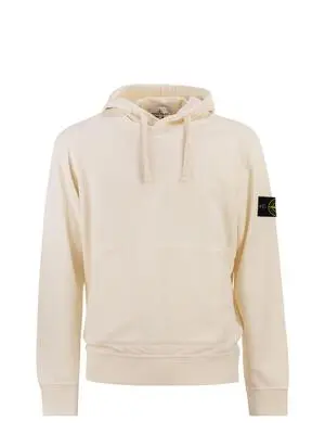 Stone Island Regular Fit Organic Cotton Hooded Sweatshirt - Cream