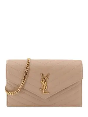 Saint Laurent Leather Shoulder Bag With Metal Cassandre Logo - Multicolor