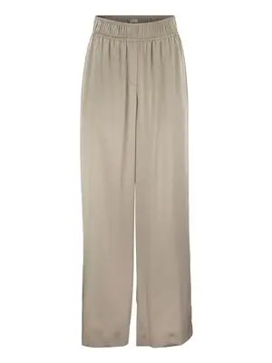 Brunello Cucinelli Track Trousers In Stretch Silk Satin - Multicolor