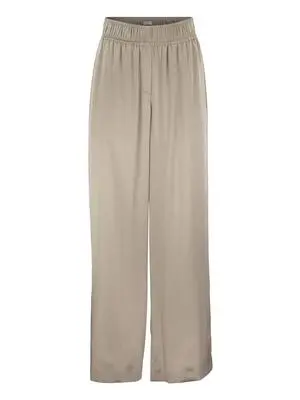 Brunello Cucinelli Stretch Silk Satin Track Trousers - Multicolor