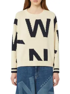Max Mara Celebre Crew Neck Cotton Blend Pullover - Cream
