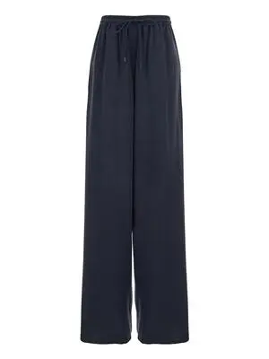 Max Mara Genero' Blue Silk Pants With Elastic Waist And Drawstring - Multicolor
