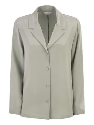 Max Mara Max Mara Women Mxpaedo - Silk Satin Shirt Green