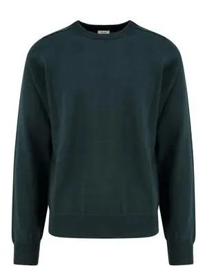 Celine Wool Sweater With Embroidered Logo On The Front - Green