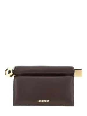 Jacquemus Nappa Leather Rond Carré Clutch - Brown