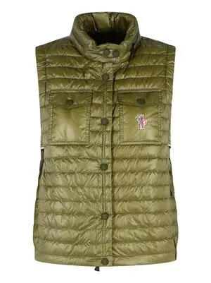Moncler Gumiane' Padded Vest With Polyamide Hood - Green