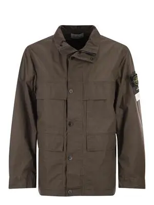 Stone Island STONE ISLAND Field Jacket With Pigmented Wax Coating Brown