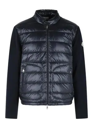 Moncler Padded Virgin Wool Crdigan With Zip Navy - Blue