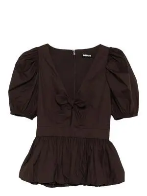 ROTATE BY BIRGER CHRISTENSEN ROTATE Cotton Short Sleeve Blouse Brown