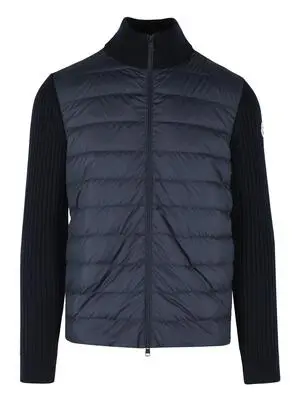 Moncler Padded Virgin Wool Zip Cardigan - Blue