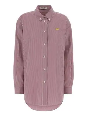 Miu Miu Embroidered Poplin Oversize Shirt - Multicolor