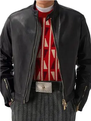 Versace Jackets Leather Jackets - Black