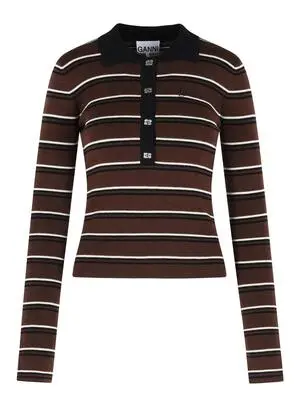 GANNI Ganni Brown Wool Polo Shirt Women