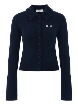 Chloé Logo Slim Cardigan - Blue