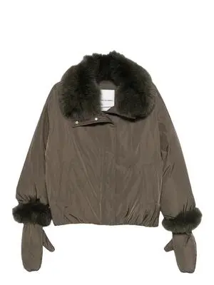 YVES SALOMON Padded Fur Jacket - Brown