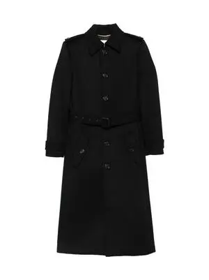Saint Laurent Coats Single Breasted Coats - Black