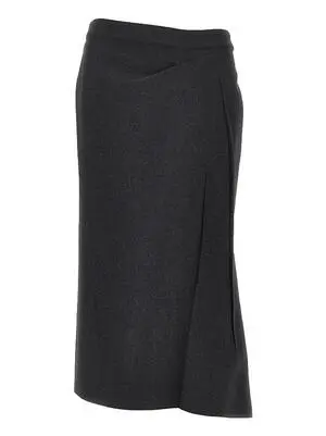 Victoria Beckham Pressed Flannel Midi Skirt - Gray