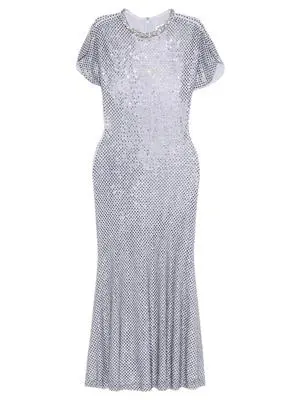 SELF-PORTRAIT Midi Dress With Rhinestones - Blue