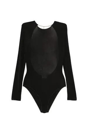 Saint Laurent SAINT LAURENT Open-Back Long-Sleeve Bodysuit Black