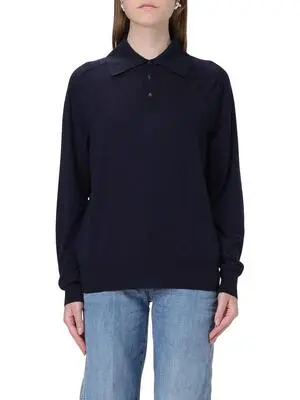 Bottega Veneta Long Sleeve Polo Sweater - Blue