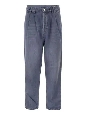 Brunello Cucinelli Brunello Cucinelli Men Baggy Jeans In Cotton Denim With Double Pleats Multicolor