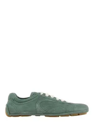 Prada Prada Women Mint Green Suede Montecarlo Sneakers Green