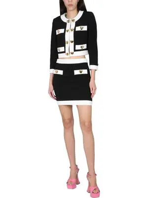 Moschino Crêpe Heart Buttons Jacket - Black